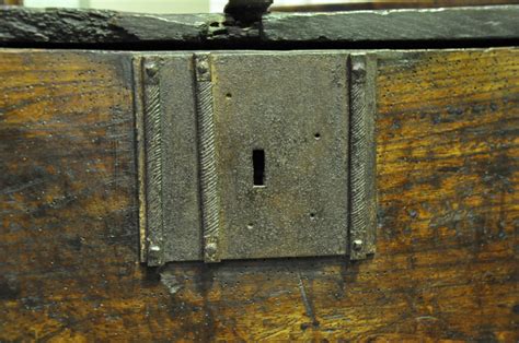 A Large English Late Medieval Oak And Elm Ironbound Chest Circa 1480