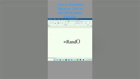 How To Generate Random Text In Ms Word Using Formula Write Random
