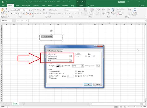 Specify The Far East And Latin Name Of The Font In Text Options Of