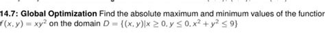 Solved 147 Global Optimization Find The Absolute Maximum