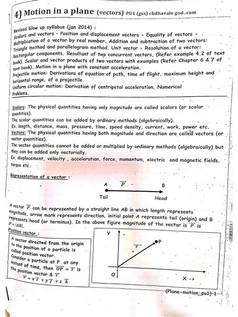 Motion In Plane Pdf