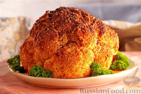 Рецепт Запечённая цветная капуста с чесноком и соевым соусом на