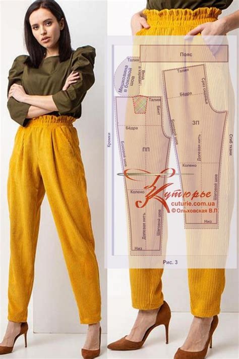 Простая выкройка брюк женских на резинке с инструкцией как сшить Выкройки Выкройка брюк Брюки