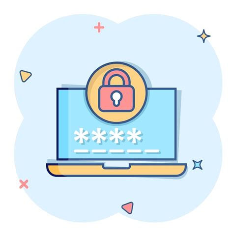 Premium Vector Laptop With Password Icon In Comic Style Computer