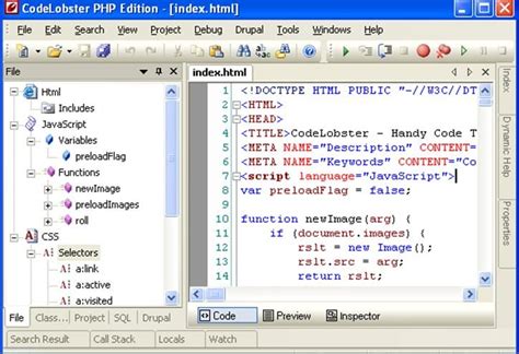 codelobster free php html css javascript editor just web world