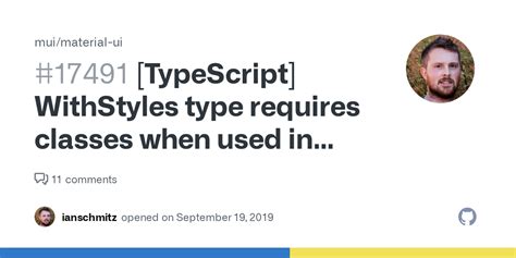 TypeScript WithStyles Type Requires Classes When Used In Props Interface Issue Mui