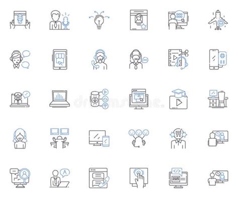 Data Process Line Icons Collection Analysis Big Data Integration Cleansing Extraction