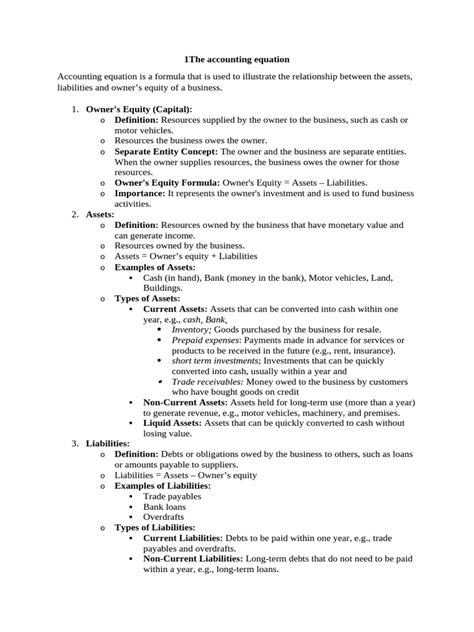 Accounting Class Notes Accounting Equation Autosaved V2 Pdf