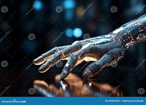 Robot Hands Skillfully Touch And Code Demonstrating Advanced Automation Technology Stock