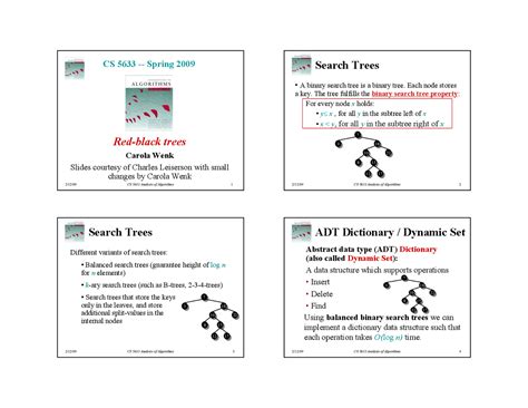 Balanced Search Trees Analysis Of Algorithms Cs 5633 Docsity