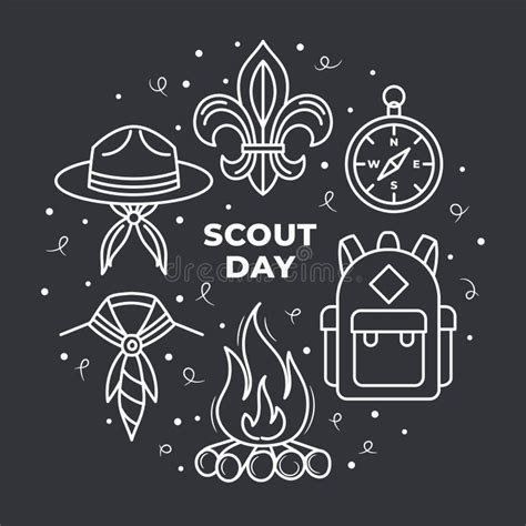 Scout Day Vector Sign Or Symbol With Line Art Style Stock Vector