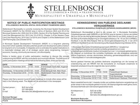 Municipal Spatial Development Framework Msdf Public Meetings Stellenbosch Municipality