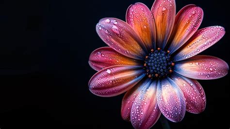 A Purple Flower With Water Drops On Itcolorful Flower Graphic Poster