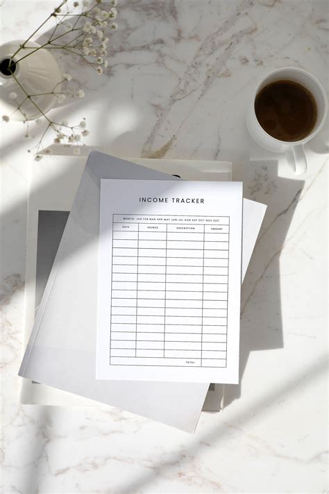 Income Tracker Printable Finance Tracker Income Overview Money