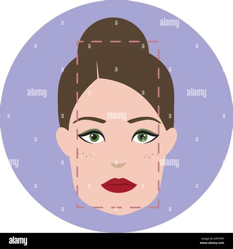 Rectangle Face Shape Young Female Against Pastel Purple Circle Background Stock Vector Image