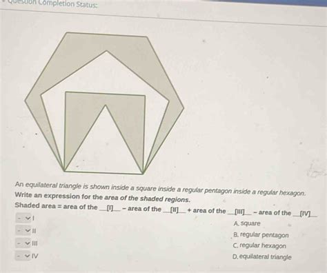 Solved Question Completion Status An Equilateral Triangle Is Shown Inside A Square Inside A