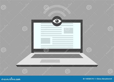 Open Laptop Webcam And Spying Stock Vector Illustration Of Hacking Notebook