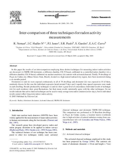 Pdf Intercomparison Of Equipment Measuring Radon Activity Concentration In The Air—an Example