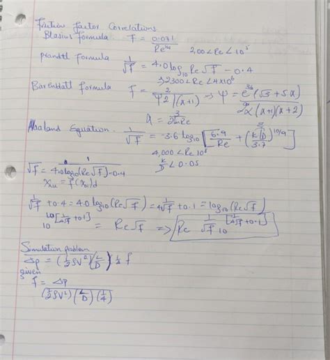 Friction Factor Correlations Blasius Formula F