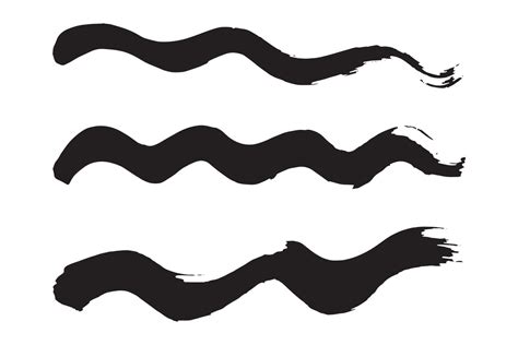 Colorful Wavy Brush Strokes Grungy Brush Effect Dirty Brush Stroke Set Vector Art At