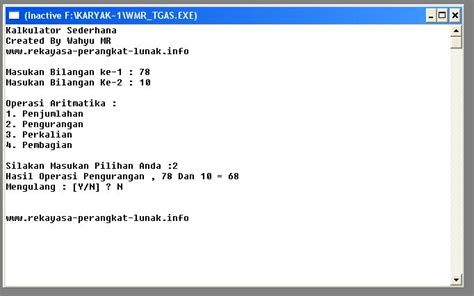 source code c program kalkulator sederhana rekayasa perangkat lunak