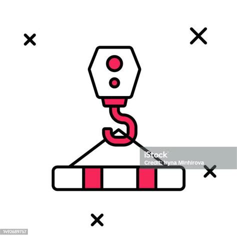 흰색 배경에 격리 된 윤곽 윤곽 크레인 후크 아이콘 산업용 후크 아이콘입니다 벡터 가득 찬에 대한 스톡 벡터 아트 및 기타