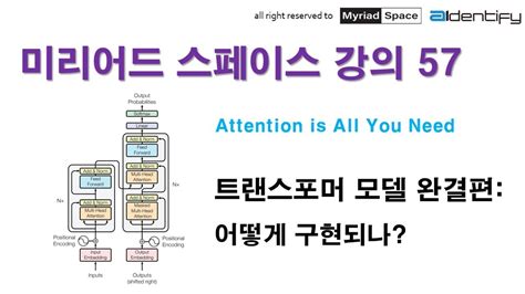 강의 57 트랜스포머 완결편 Attention Is All You Need 미리어드스페이스 인공지능 머신러닝 딥러닝 저자 직강 시리즈 Youtube