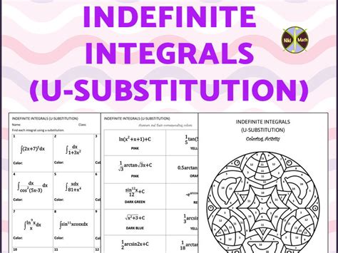 Indefinite Integrals U Substitution Color By Code Teaching Resources