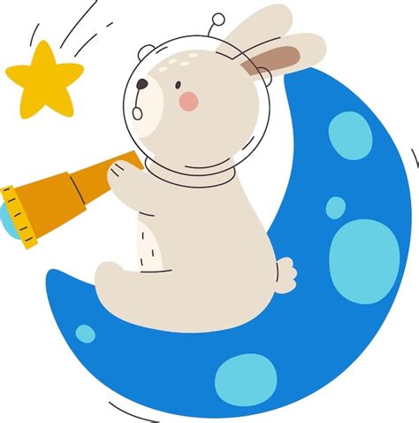Premium Vector Rabbit Astronaut On Moon