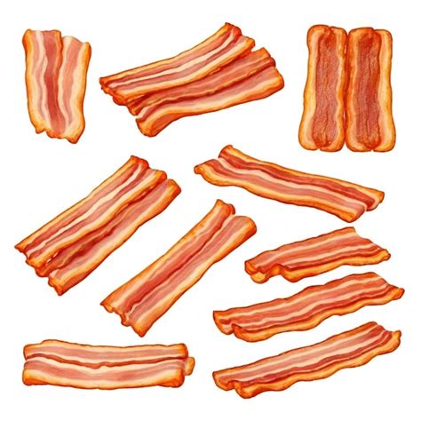 Premium Vector Bacon Vector Set White Background Isolated A High Quality