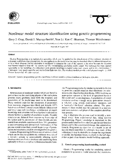 Pdf Nonlinear Model Structure Identification Using Genetic Programming