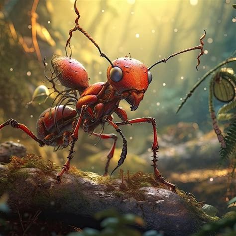Premium Ai Image An Ant With A Large Ant On Its Head