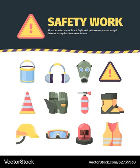 Protection Safety Work Tools Set Manufacture Vector Image