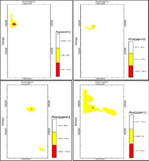 Ag Cu As And Au Geochemical Population Distribution Maps Based On The