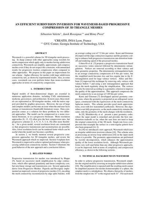 Pdf An Efficient Subdivision Inversion For Wavemesh Based Progressive