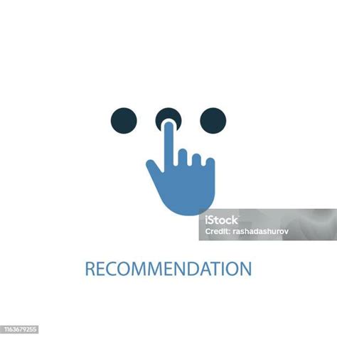 추천 개념 2 컬러 아이콘입니다 간단한 파란색 요소 그림입니다 추천 개념 기호 디자인입니다 웹 및 모바일 Ui Ux에 사용할 수 있습니다 가리키기에 대한 스톡 벡터 아트 및