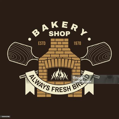 수제 베이커리 숍 배지 로고 벡터 일러스트 타이포그래피 디자인 오래된 오븐 나무 빵 삽 실루엣 레스토랑 Id 개체 포장 및