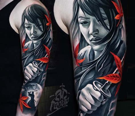 Girl Samurai Tattoos Beautiful Samurai Woman Tattoo Design Tattoovox