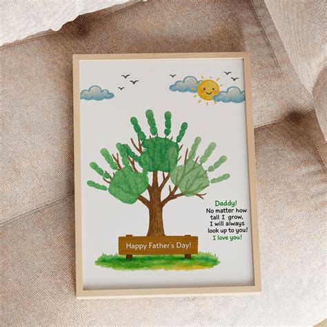 Tree Handprint Fathers Daytree Art Printgrandpa Handprintfathers