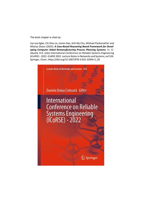 Pdf A Case Based Reasoning Based Framework For Developing Computer Aided Remanufacturing