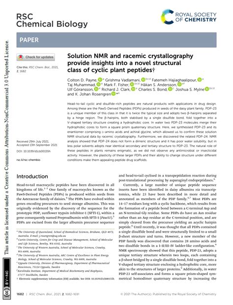 Pdf Solution Nmr And Racemic Crystallography Provide Insights Into A