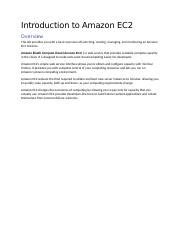 Amazon EC Docx Introduction To Amazon EC Overview This Lab Provides You With A Basic