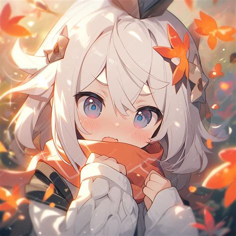 Premium Photo Anime Girl With White Hair And Blue Eyes Holding A Red
