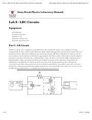 LRC Circuits Pdf Lab 8 LRC Circuits Stony Brook Physics Laboratory Manuals Skipper