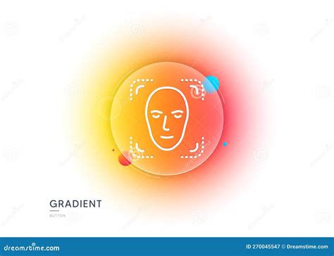 Face Detection Line Icon Head Recognition Sign Gradient Blur Button