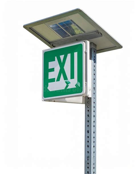 Solarpowered Safety Exit Sign On White Background Stock Illustration