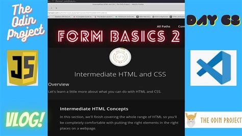 The Odin Project Vlog Day 68 Coding For Beginners Intermediate Html