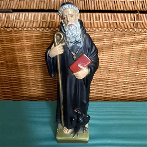 St Benedict San Benito 12” Statue W Raven Christianity Religious Etsy