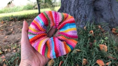 코바늘 배색 스크런치 뜨기 뜨개 곱창 머리끈 Crochet Rainbow Scrunchie Tutorial 네이버 Tv