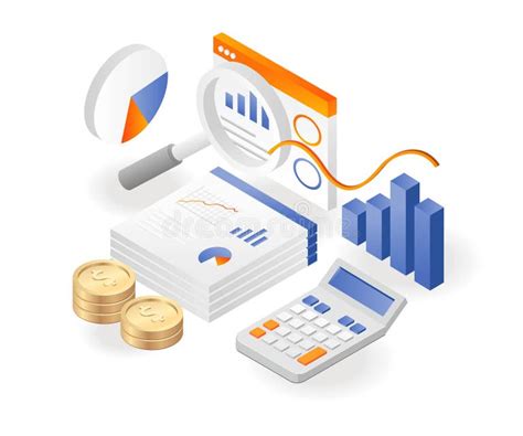 Business Data Analysis In Isometric Illustration Stock Vector Illustration Of Analysis